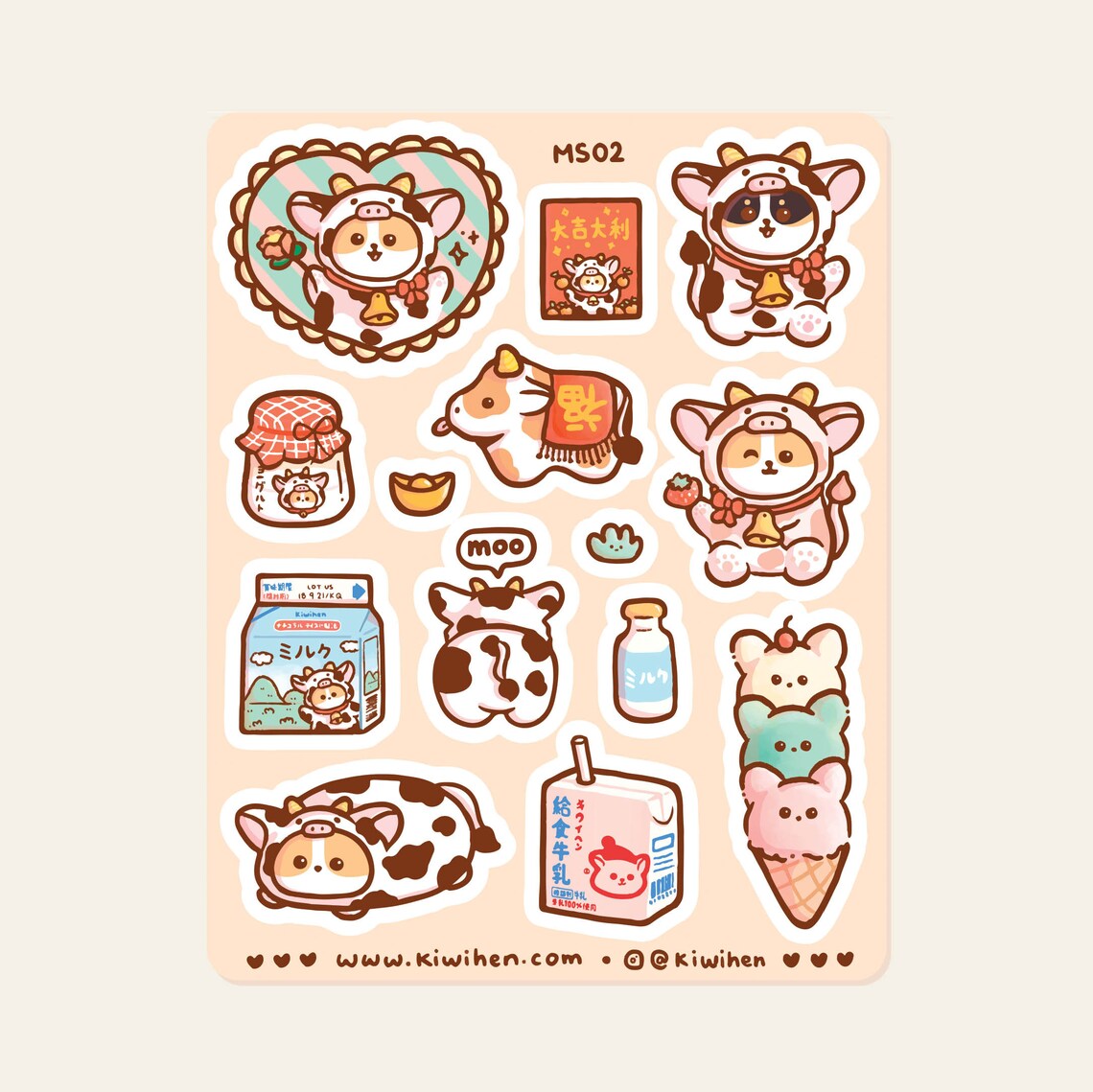 Moo Corgi Sticker Sheet Corgi Sticker Sheet Corgi Stickers - Etsy