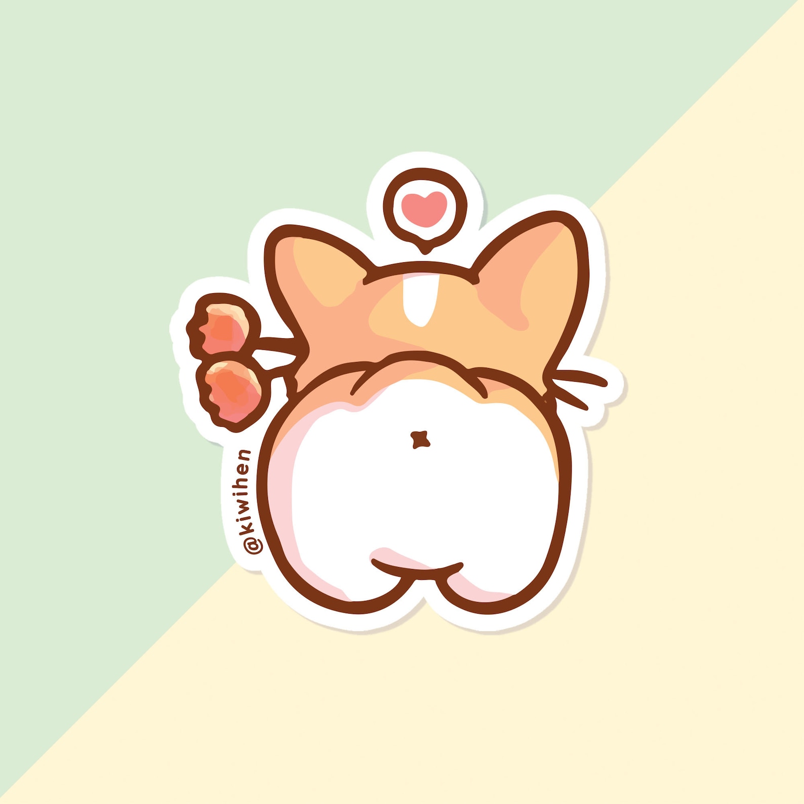 Corgi Booty Sticker, Corgi Sticker, Dog Stickers, Cute Stickers, Flower ...