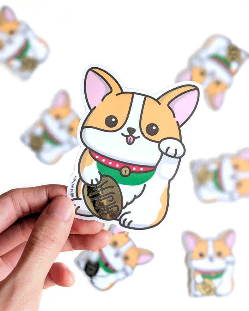 Lucky Corgi Vinyl Sticker Corgi Stickers Year of the Dog - Etsy