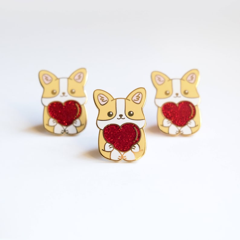Corgi Heart Pin Valentines Pins Corgi Pins Enamel Pin - Etsy