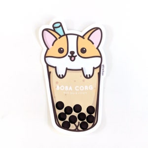 Boba Corgi Sticker, Corgi Stickers, Vinyl Stickers, Boba Stickers ...