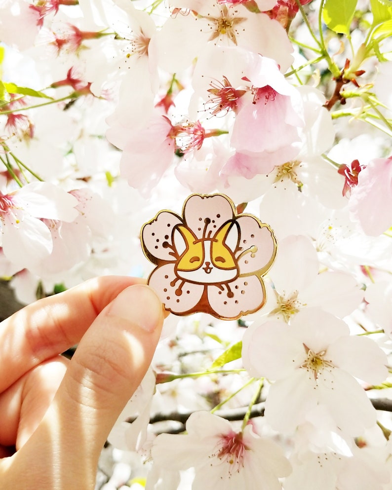 Sakura Corgi Pin Sakura Pin Flower Pin Corgi Pin Spring - Etsy