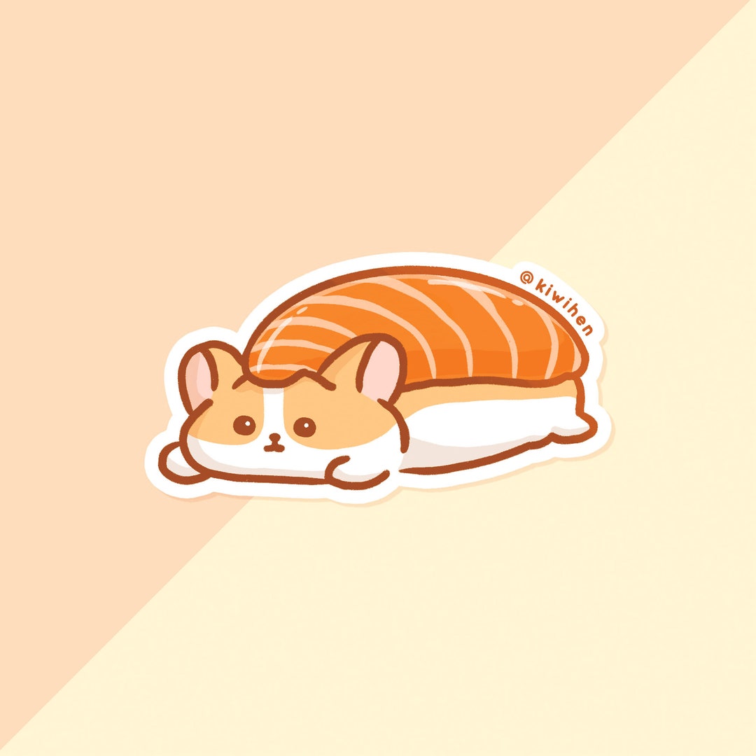 Salmon Sushi Corgi Sticker - Etsy