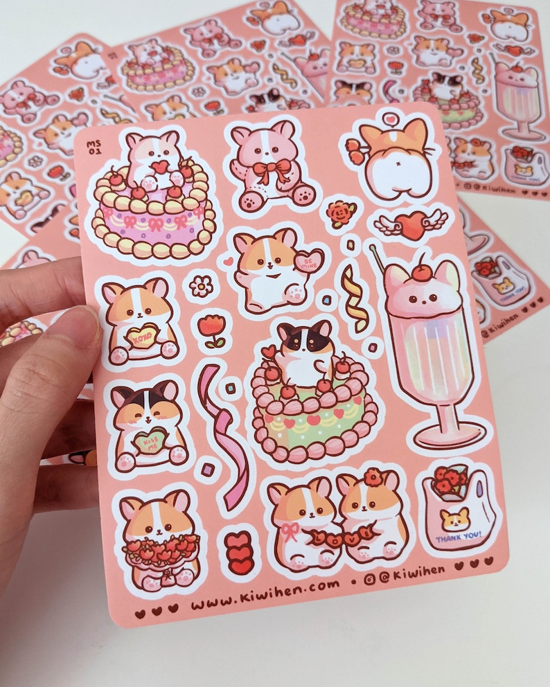 Love Corgi Sticker Sheet Corgi Sticker Sheet Corgi Stickers | Etsy