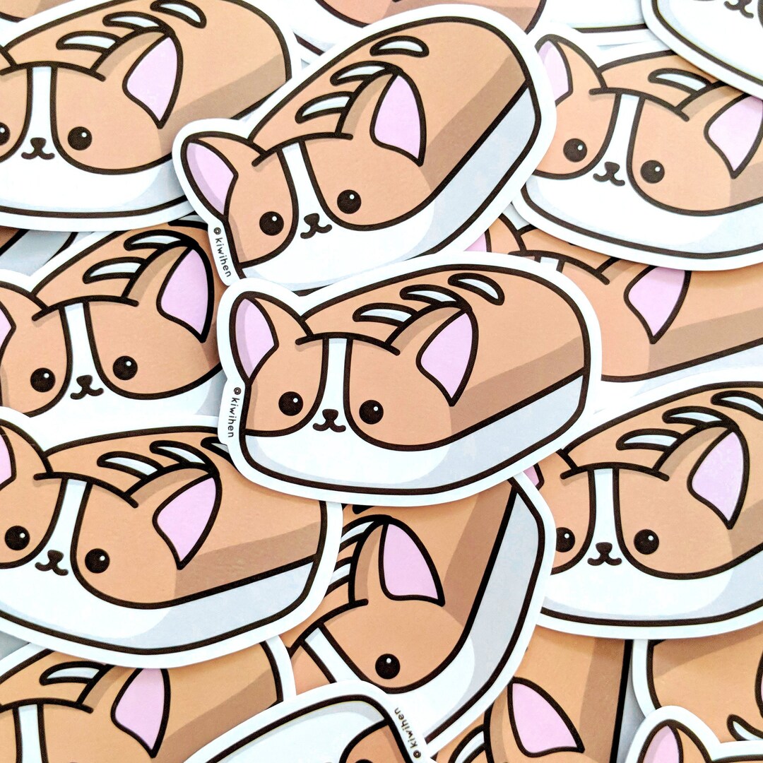 Corgi Bread Loaf Sticker, Corgi Sticker, Vinyl Sticker, Bread Sticker ...