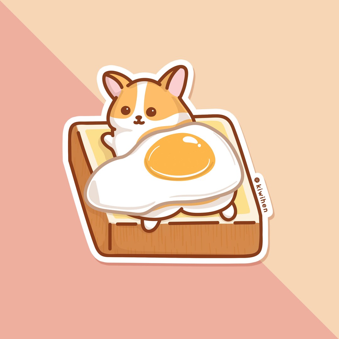 Corgi Egg Sticker, Corgi Sticker, Dog Stickers, Cute Stickers, Bread ...