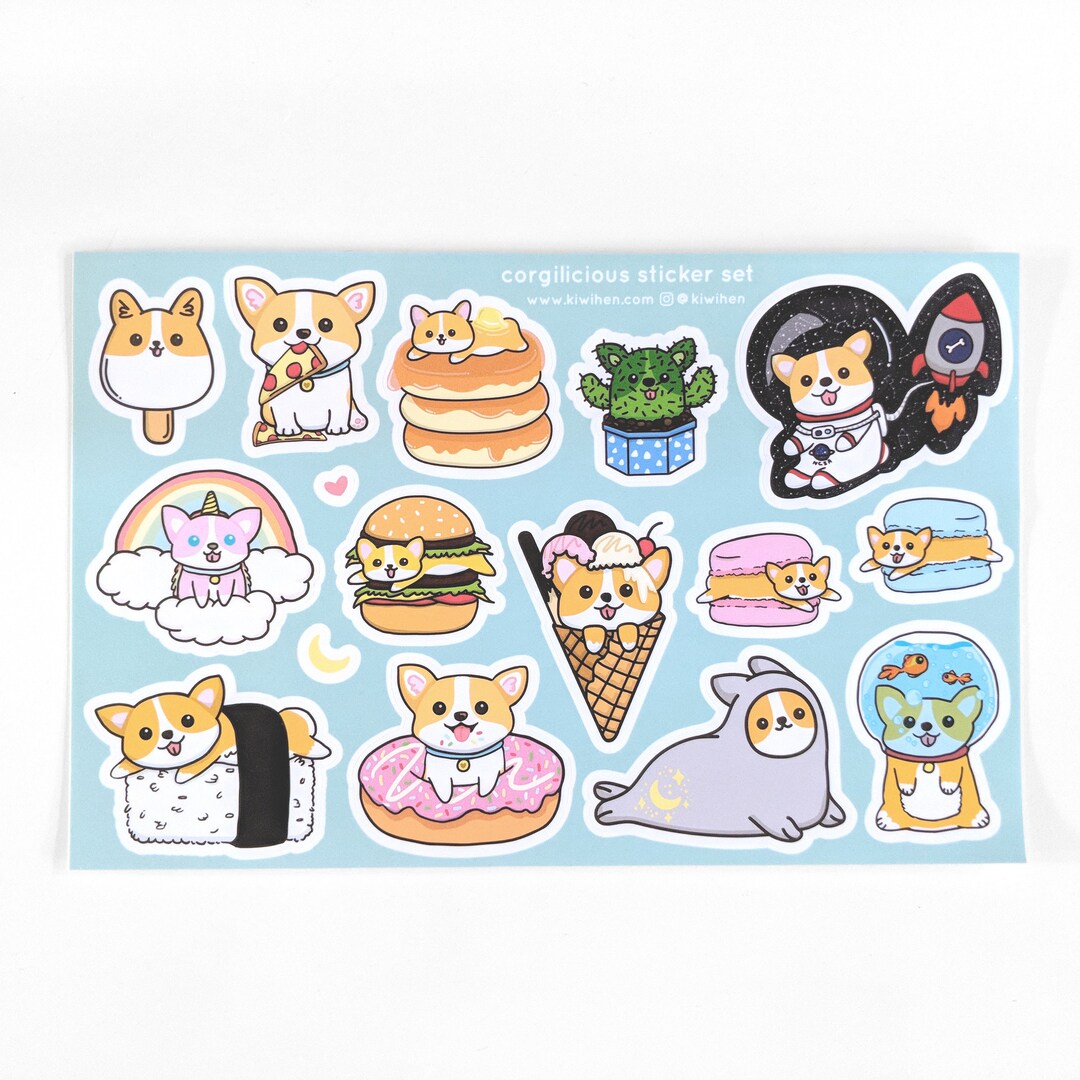 Corgi Sticker Sheet | Welsh Corgi Stickers | Welsh Corgi | Corgi | Dog ...