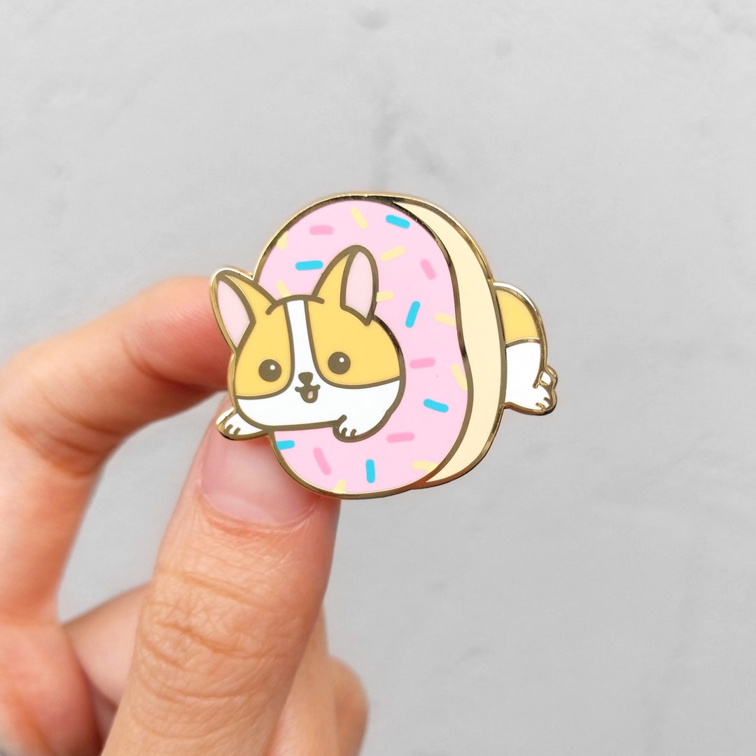 Donut Corgi Pin, Corgi Pin, Enamel Pin, Lapel Pin, Pins, Donut Pins ...