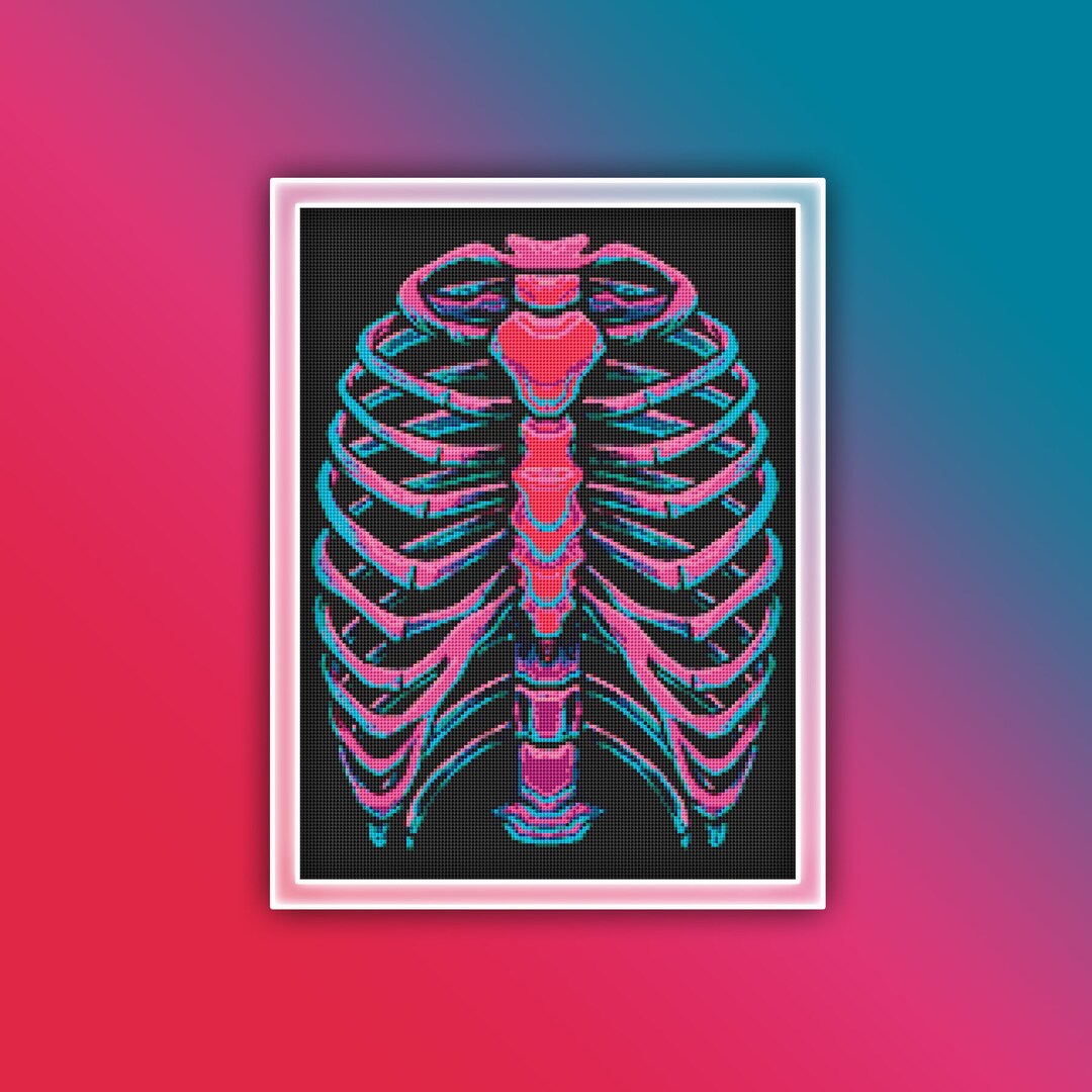 Anatomy Ribcage Cross Stitch Pattern Instant PDF Download - Watercolor ...