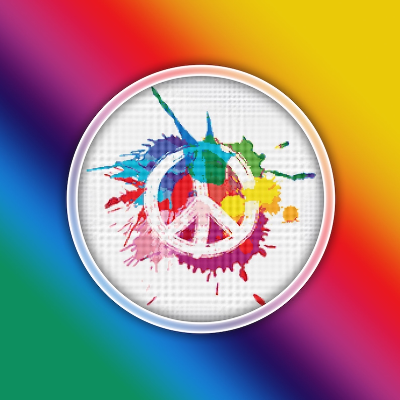 Peace Sign Cross Stitch Pattern 1 Instant PDF Download- Peace Symbol ...
