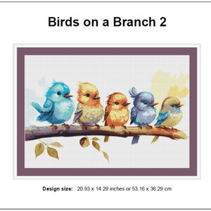 Birds on a Branch Cross Stitch Pattern 2 Instant PDF Download - Orange ...