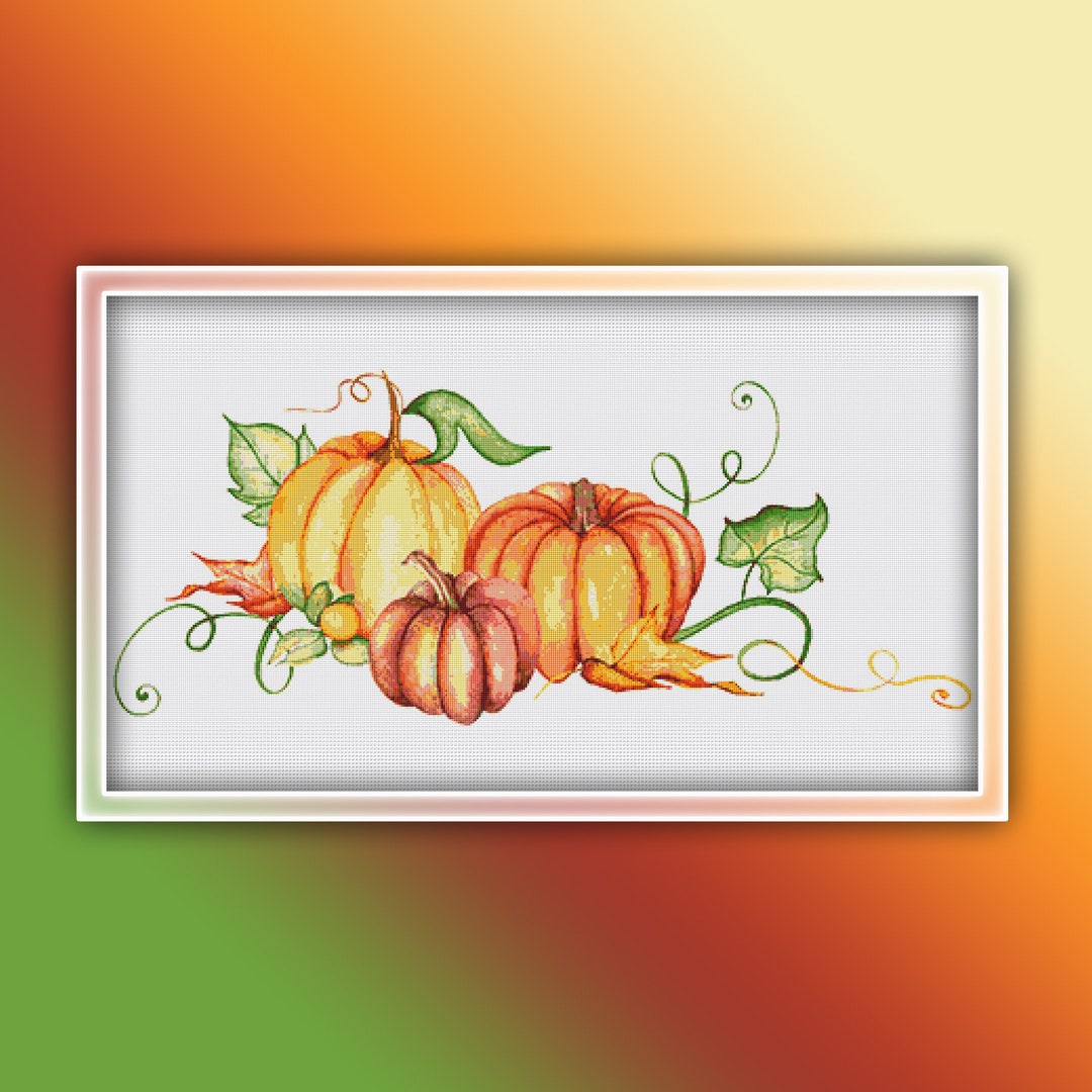 Pumpkins Cross Stitch Pattern 1 Instant PDF Download - Autumn ...