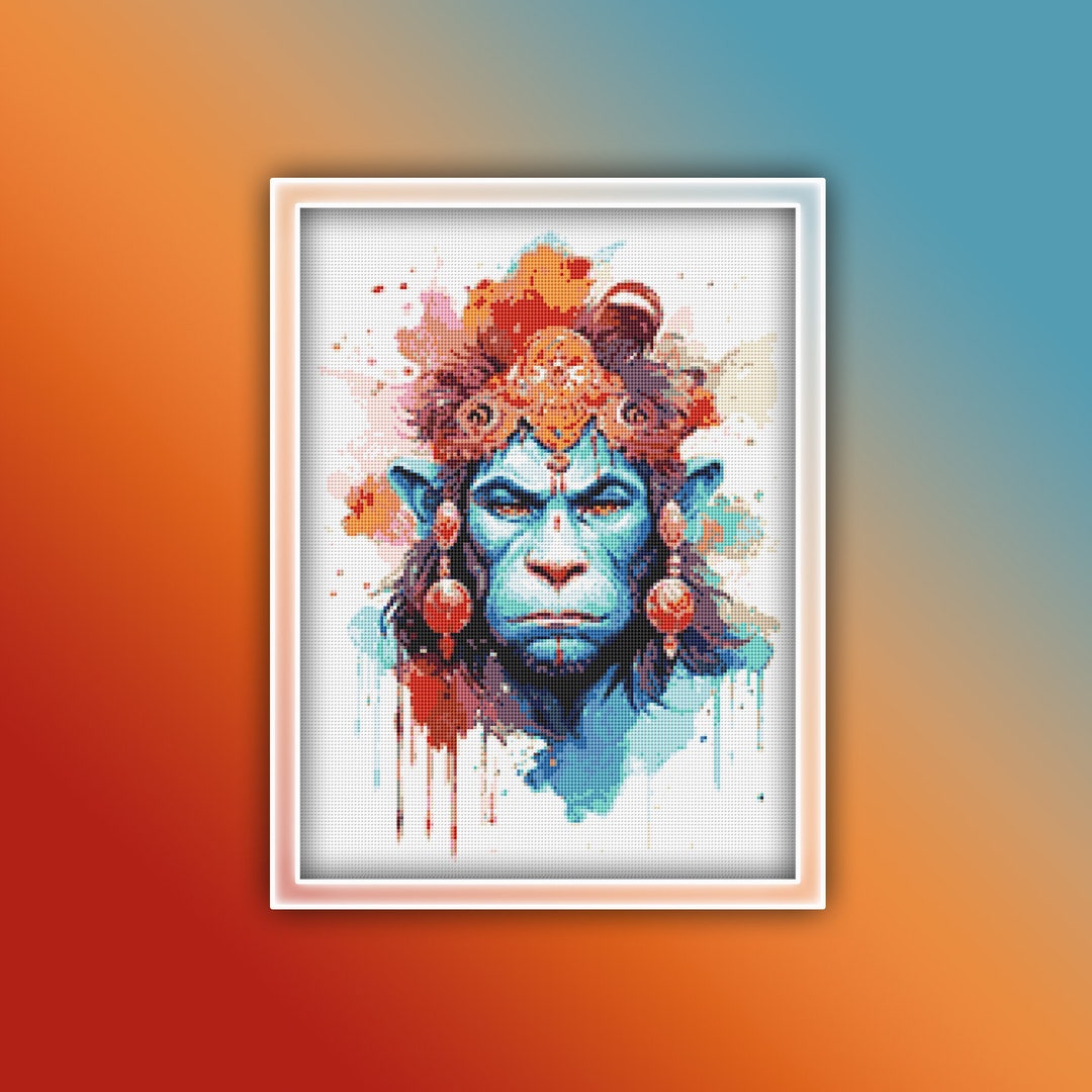 Hanuman Cross Stitch Pattern 1 Instant PDF Download - Indian Diety ...