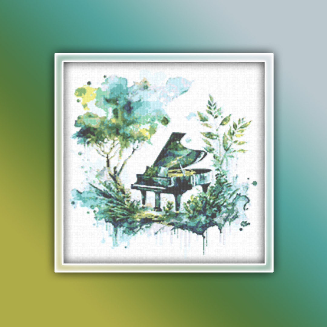 Piano Cross Stitch Pattern 6 Instant PDF Download - Music Watercolor ...