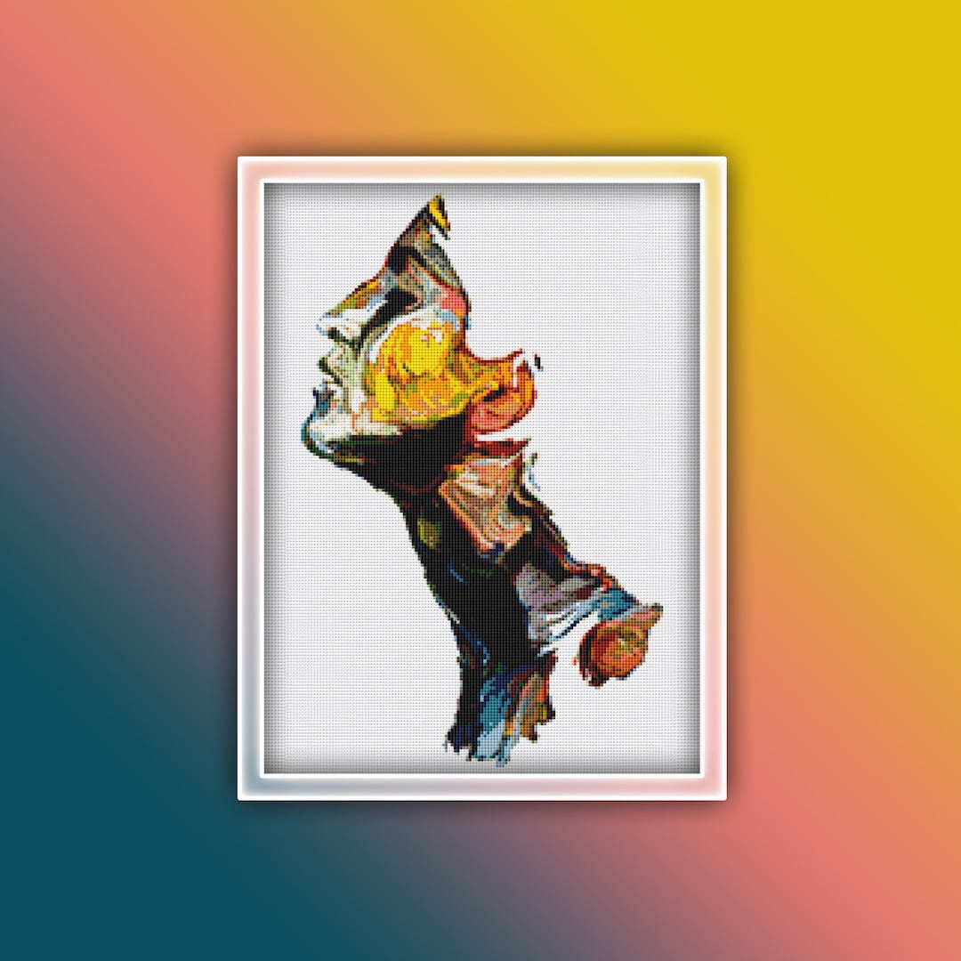 Face Cross Stitch Pattern 1 Instant PDF Download - Woman Watercolor ...