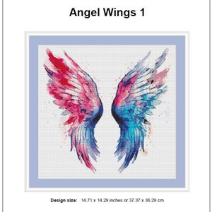 Angel Wings Cross Stitch Pattern 1 Instant PDF Download - Watercolor ...