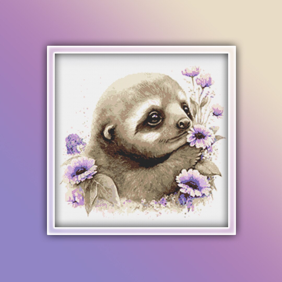 Sloth Cross Stitch Pattern 10 Instant PDF Download - Sloth Watercolor ...