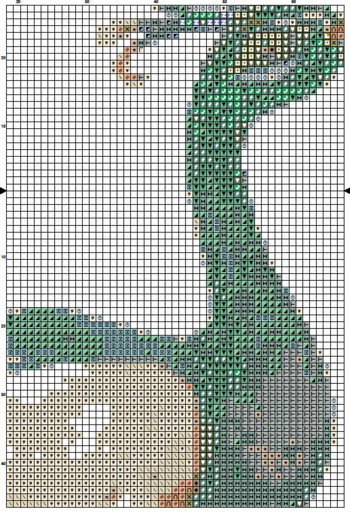Peacock Cross Stitch Pattern 3 Instant PDF Download Green - Etsy