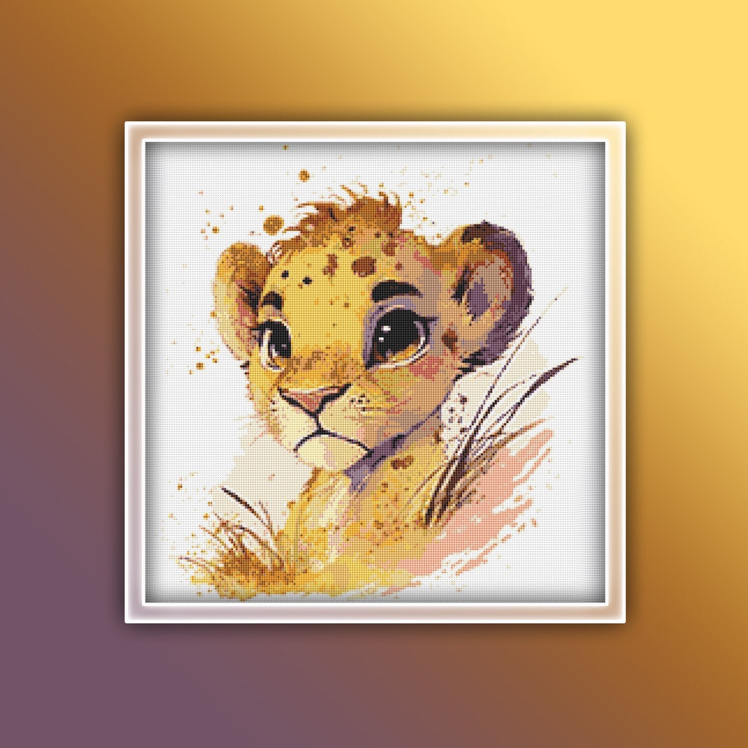 Baby Lion Cub Cross Stitch Pattern 4 Instant PDF Download - Lion Cub ...