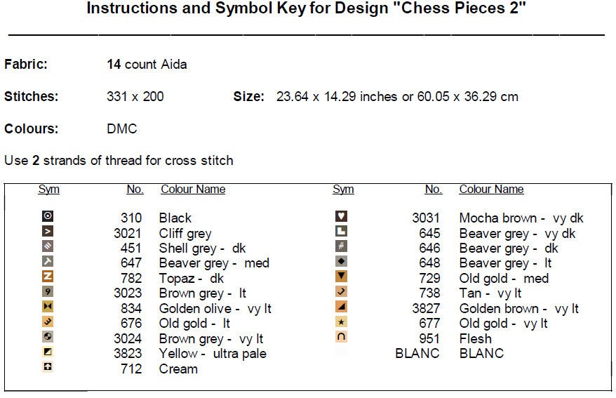 Chess Pieces Cross Stitch Pattern Instant PDF Download Chess - Etsy