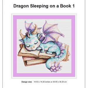 Dragon Sleeping on a Book Cross Stitch Pattern 1 Instant PDF Download ...