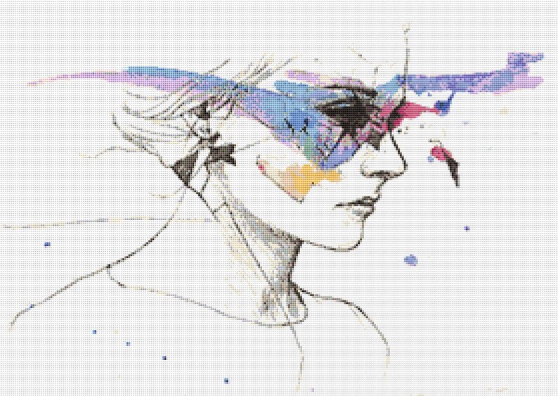 Watercolor Woman Cross Stitch Pattern 1 Instant PDF Download - Etsy