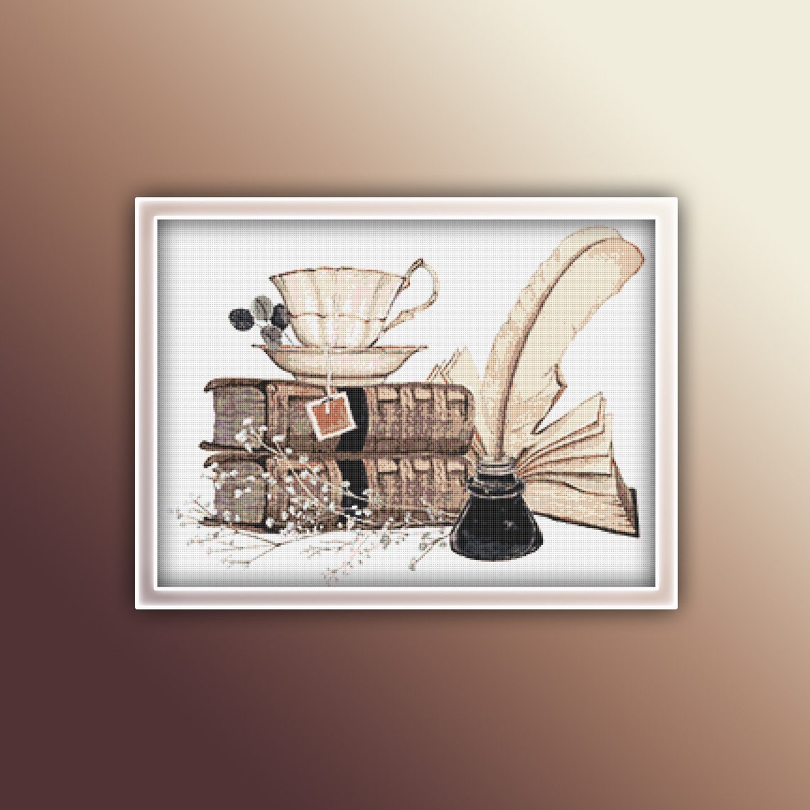 Book and Quill Cross Stitch Pattern 1 Instant PDF Download - Book ...