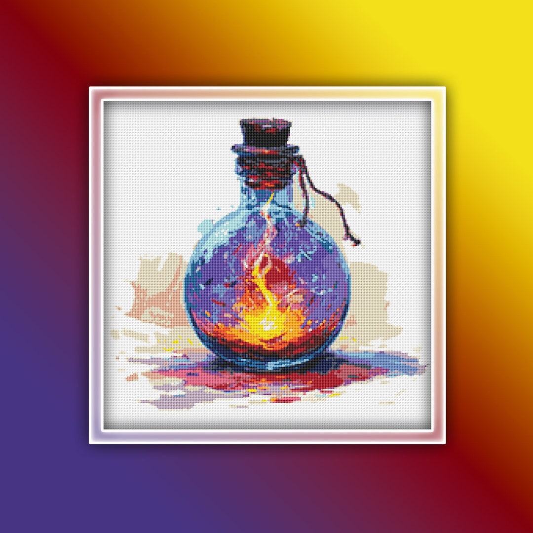 Magic Potion Cross Stitch Pattern 1 Instant PDF Download - Fire Potion ...