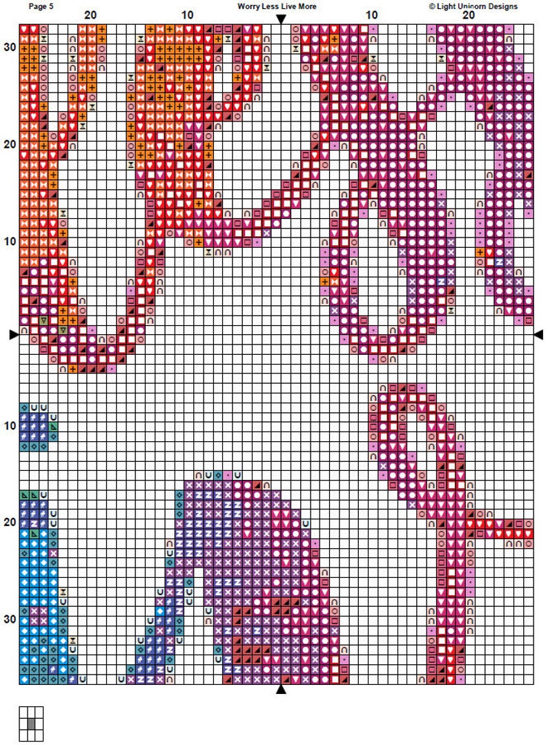 Worry Less Live More Cross Stitch Pattern Instant PDF Download ...