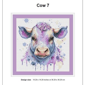 Cow Cross Stitch Pattern 7 Instant PDF Download - Cow Watercolor Cross ...