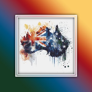 Australia Cross Stitch Pattern 1 Instant PDF Download - Australia Flag ...