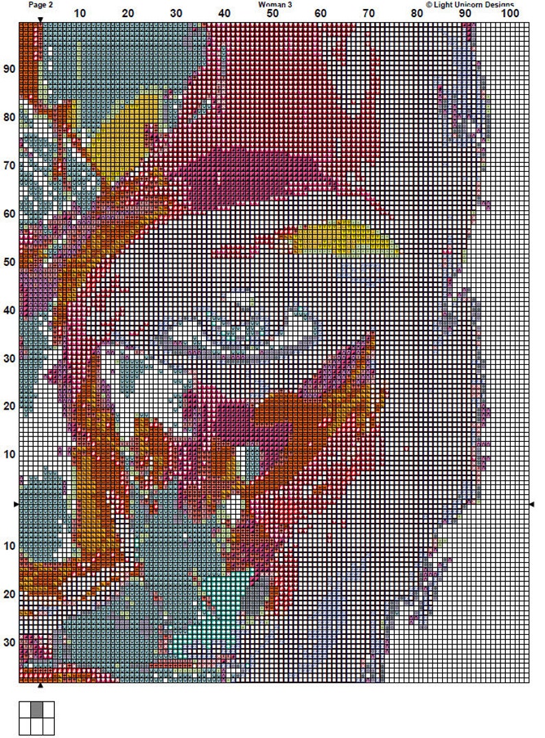 Woman Cross Stitch Pattern 3 Instant PDF Download - Woman Watercolor ...