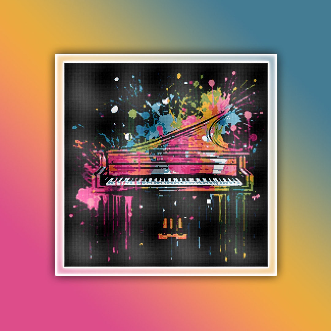 Piano Cross Stitch Pattern 10 Instant PDF Download - Music Watercolor ...