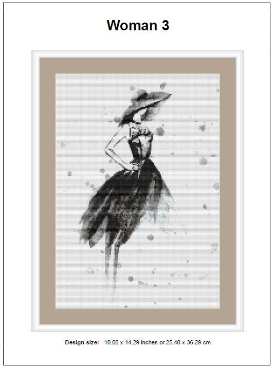 Woman Cross Stitch Pattern 30 Instant PDF Download - Woman Watercolor ...