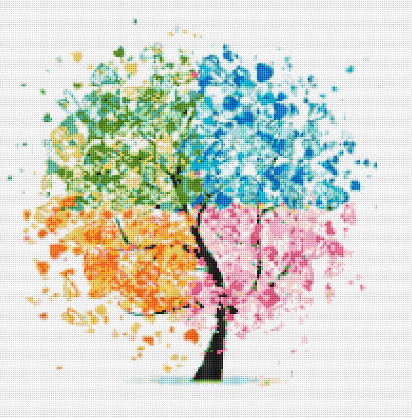 Tree Cross Stitch Pattern 5 Instant PDF Download - Seasons Tree ...