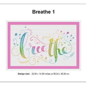 Breathe Cross Stitch Pattern 1 Instant PDF Download - Yoga Watercolor ...