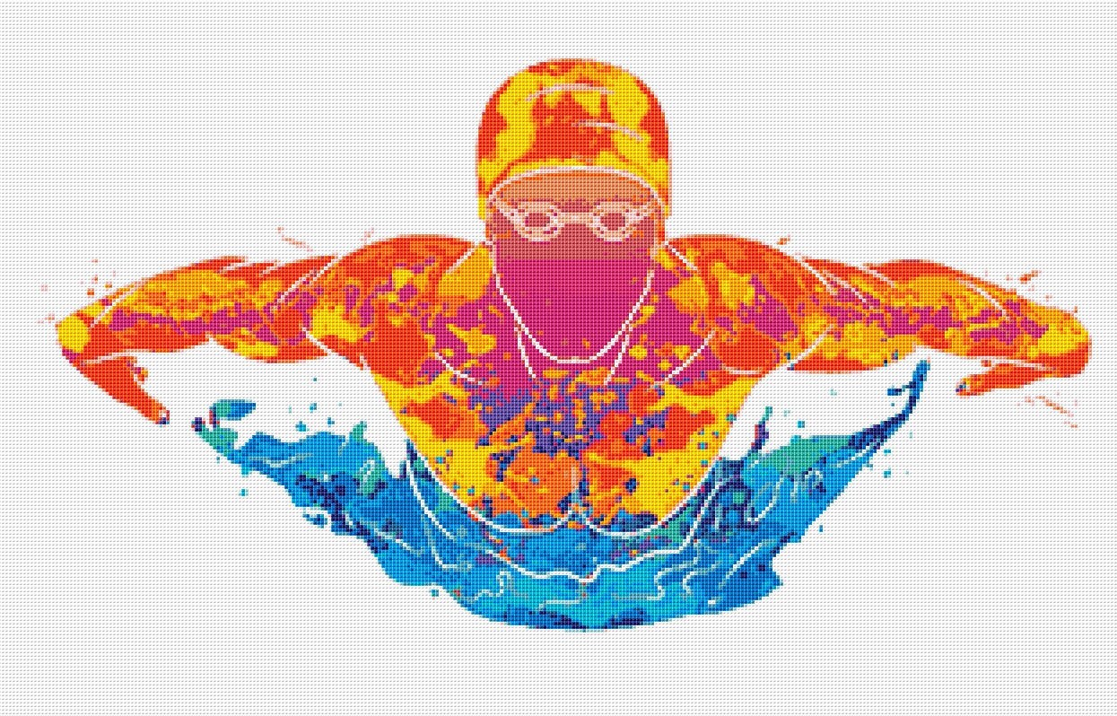 Swimmer Cross Stitch Pattern 1 Instant Download Instant PDF - Etsy