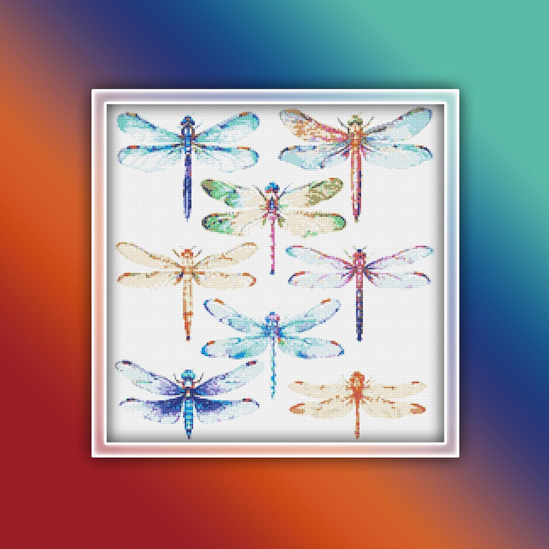 Dragonflies Cross Stitch Pattern 3 Instant PDF Download - Dragonfly ...