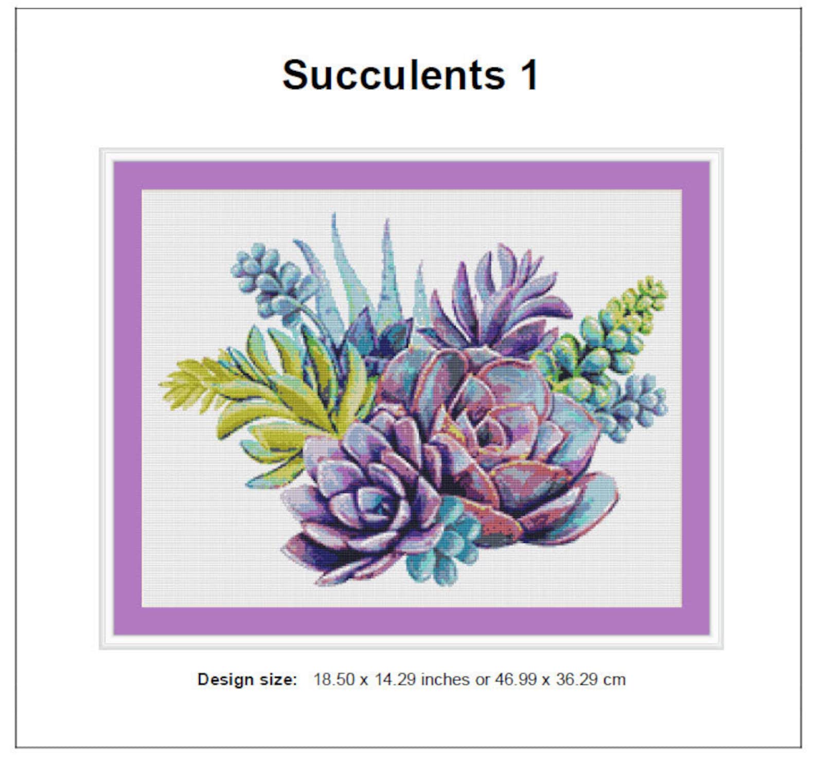 Succulents Cross Stitch Pattern 1 Instant PDF Download - Succulents ...