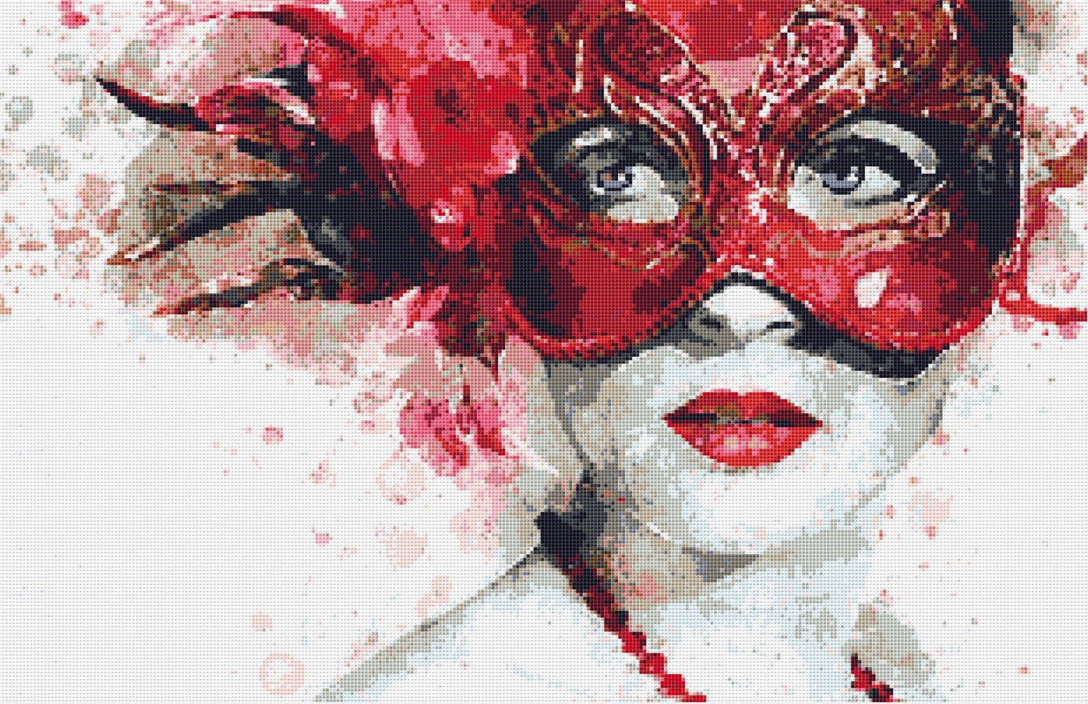 Red Masked Woman Stitch Pattern Instant PDF Download Woman | Etsy