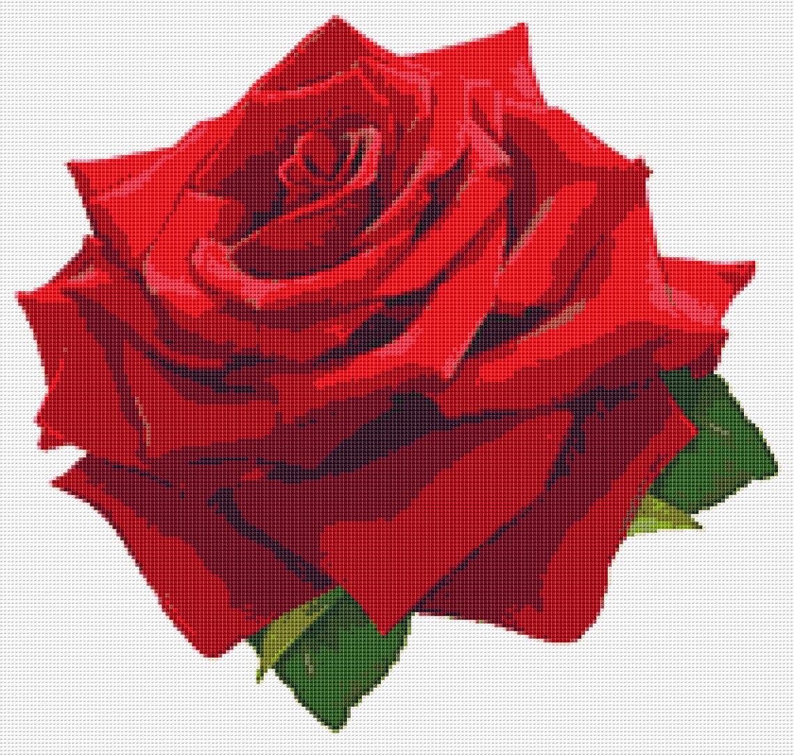 Red Rose Cross Stitch Pattern 9 Instant PDF Download Rose | Etsy