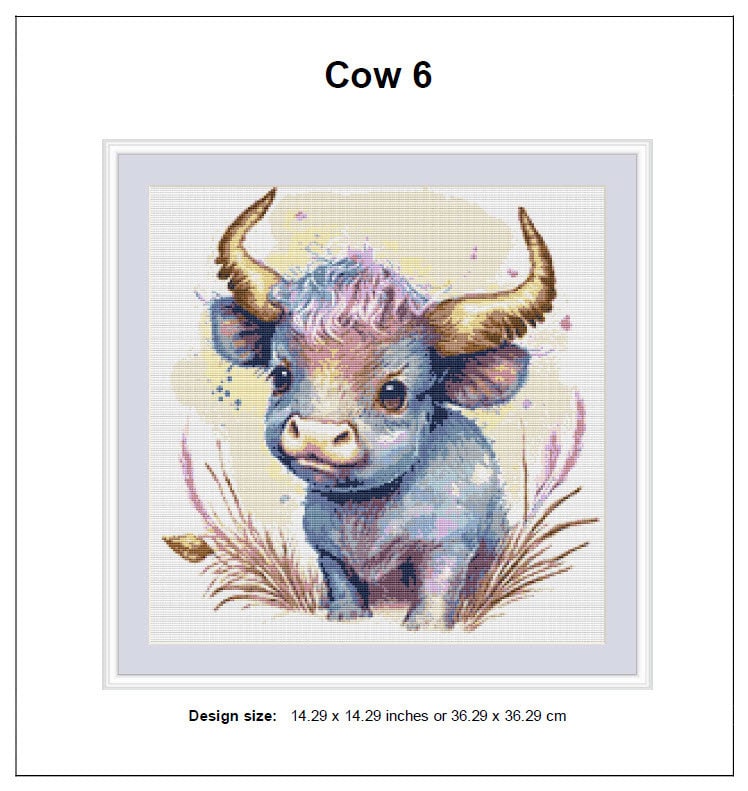 Cow Cross Stitch Pattern 6 Instant PDF Download Cow Calf - Etsy