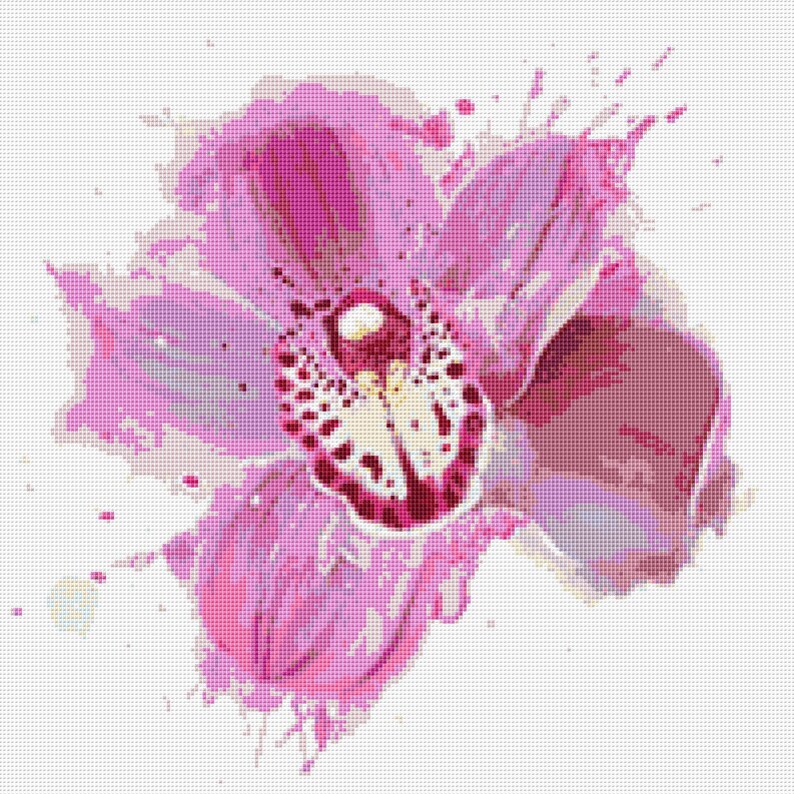 Orchid Cross Stitch Pattern 1 Instant PDF Download Flowers | Etsy