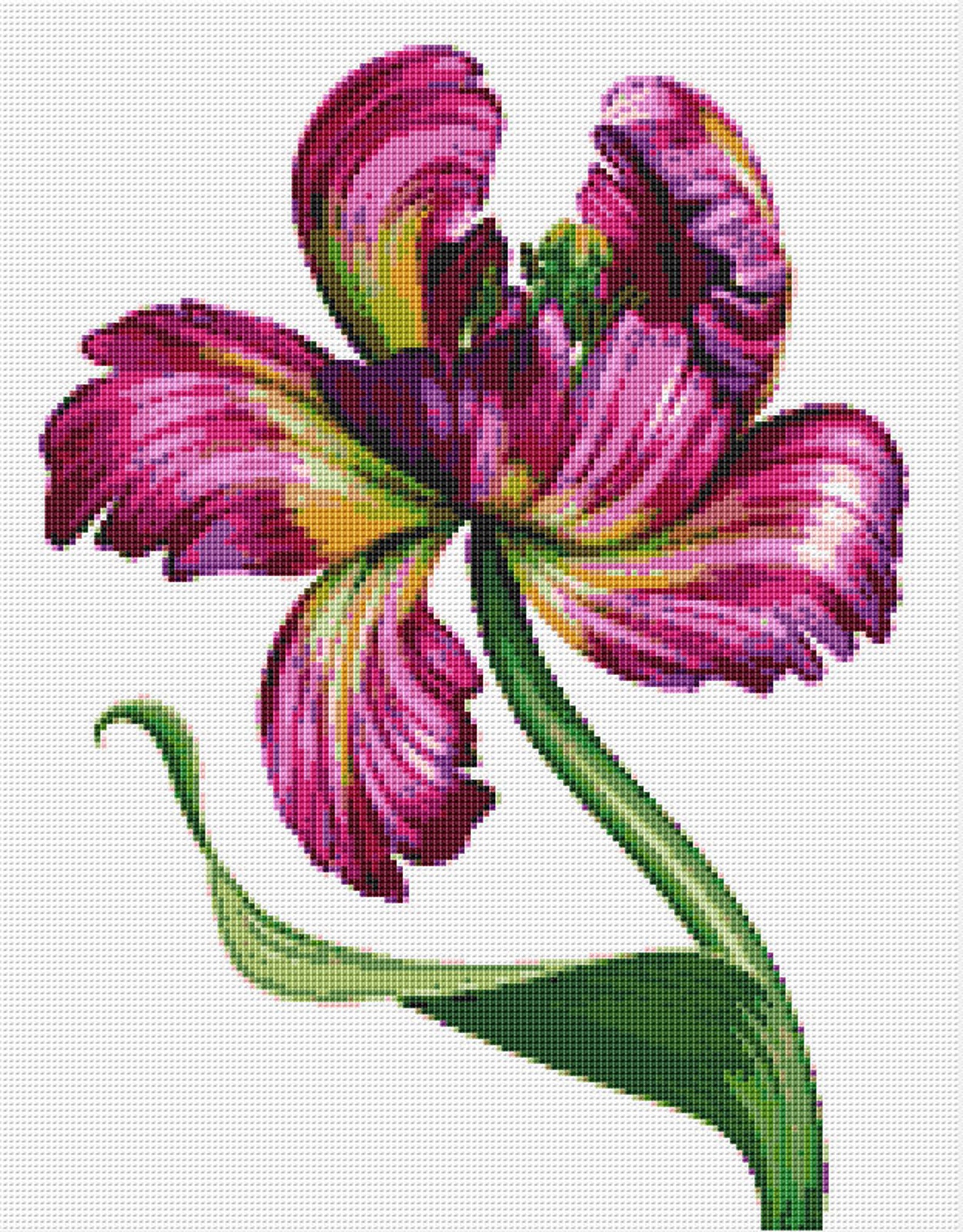 Tulip Cross Stitch Pattern 1 Instant PDF Download Flower - Etsy