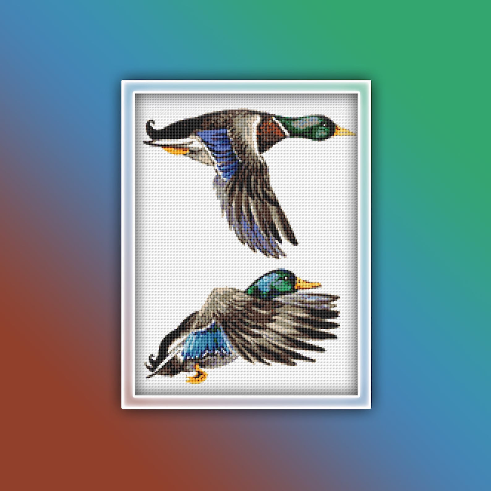 Duck Mallard Cross Stitch Pattern 2 Duck Watercolor Cross - Etsy