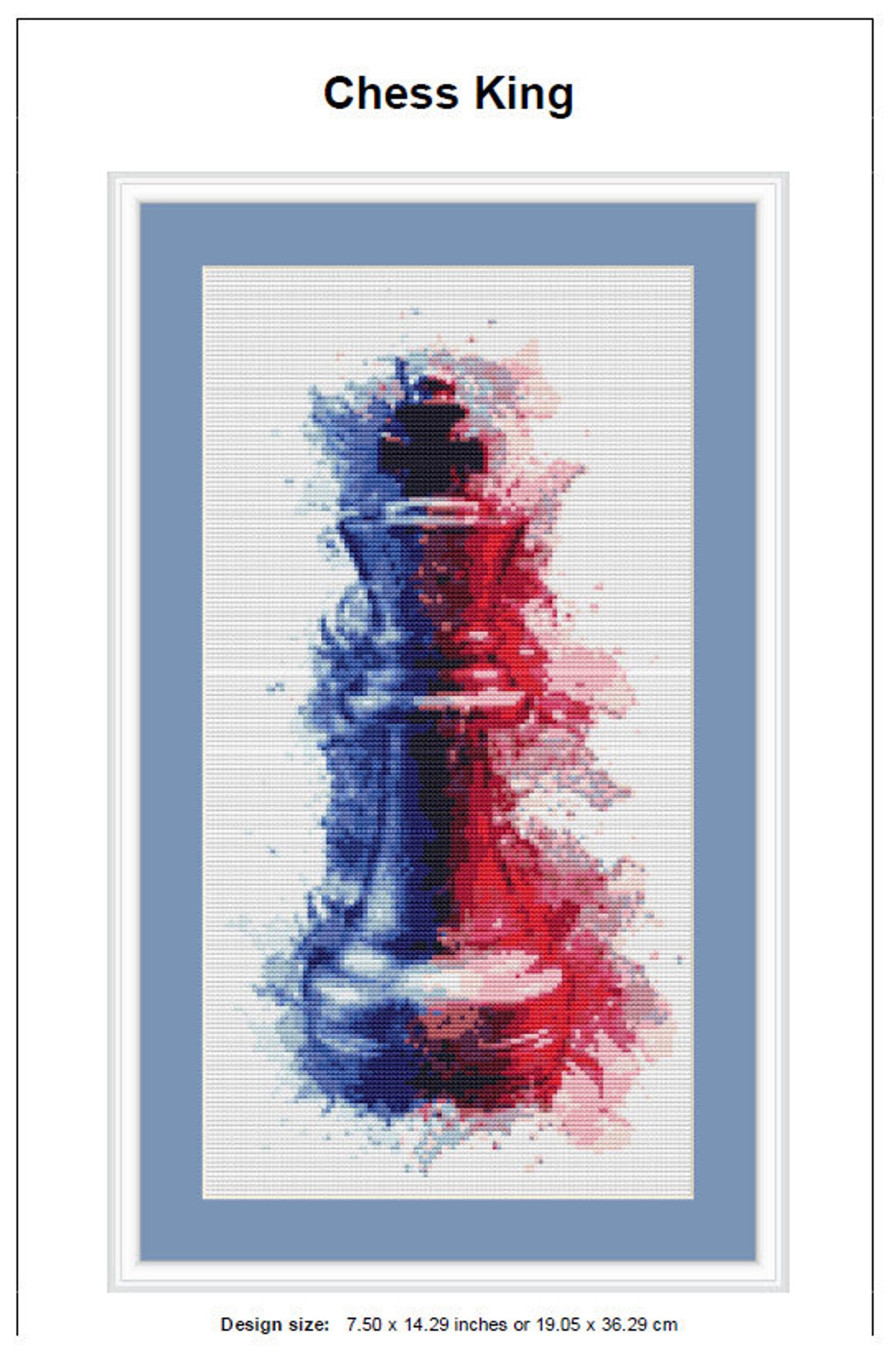 Chess King Cross Stitch Pattern Instant PDF Download - Chess Board ...