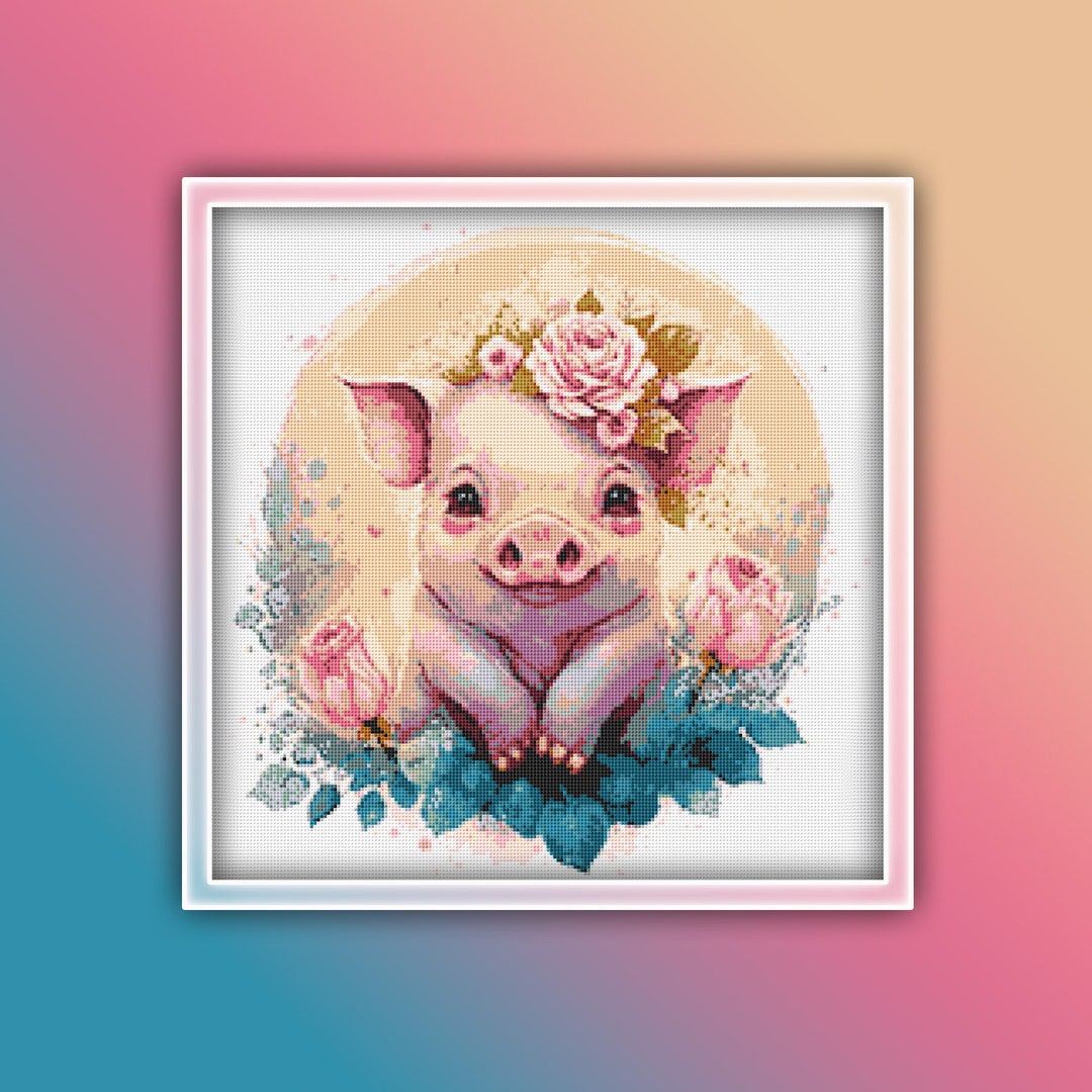 Pig Cross Stitch Pattern 10 Instant PDF Download - Potbelly Pig ...