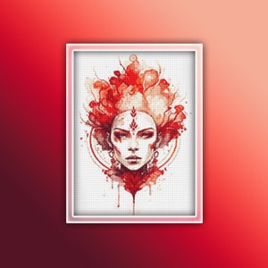 Red Woman Cross Stitch Pattern 1 Instant PDF Download - Funky Red Hair ...