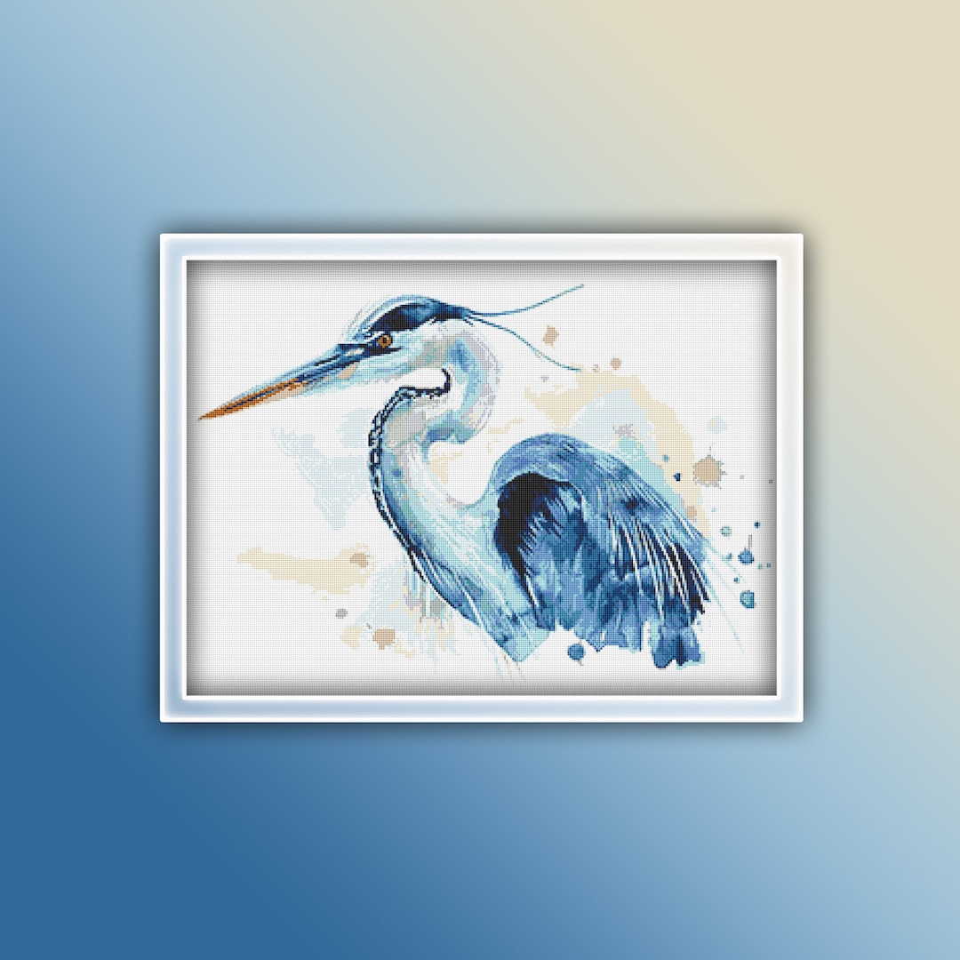 Great Blue Heron Cross Stitch Pattern 1 Instant PDF Download - Heron ...