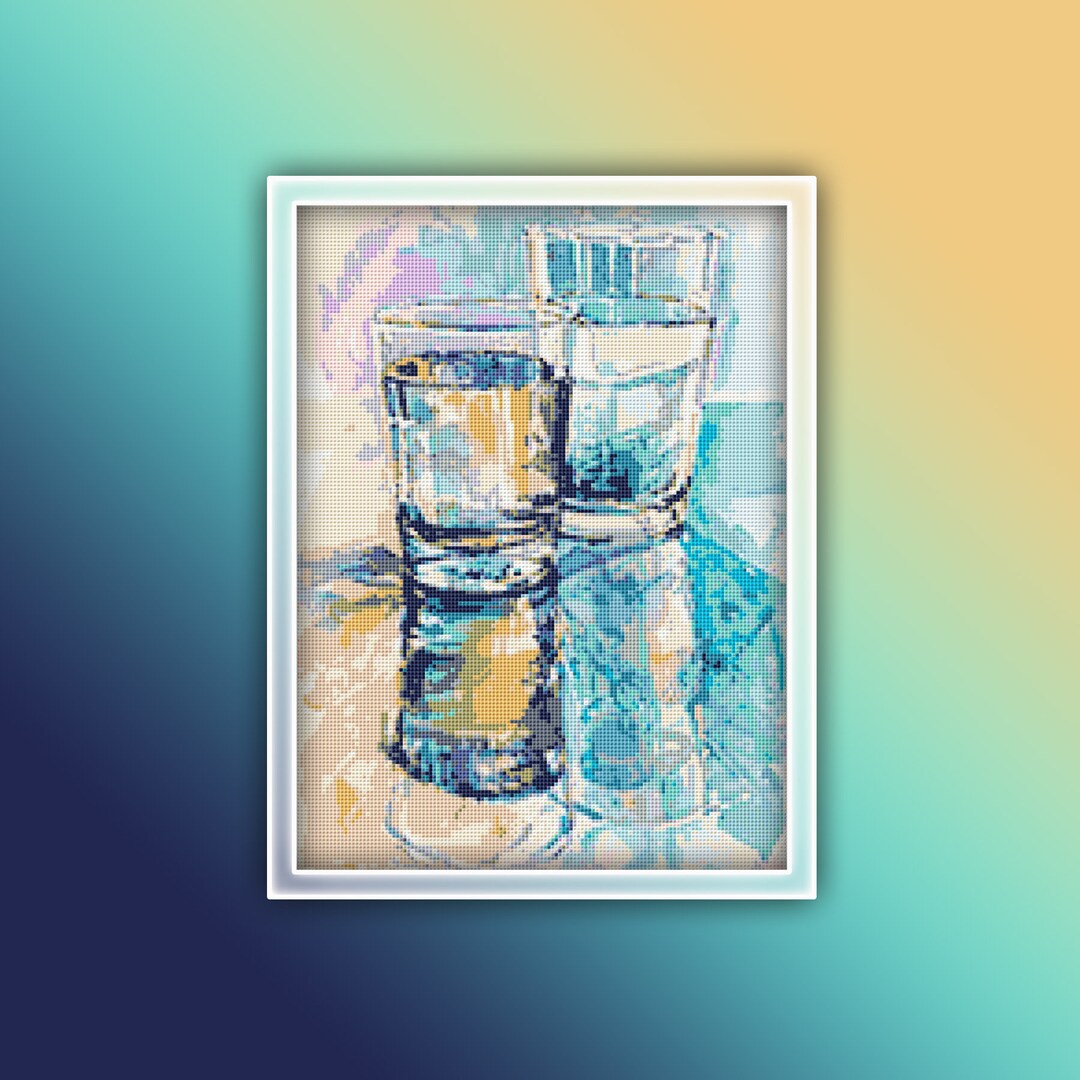 Water Glass Cross Stitch Pattern 2 Instant PDF Download - Glass ...